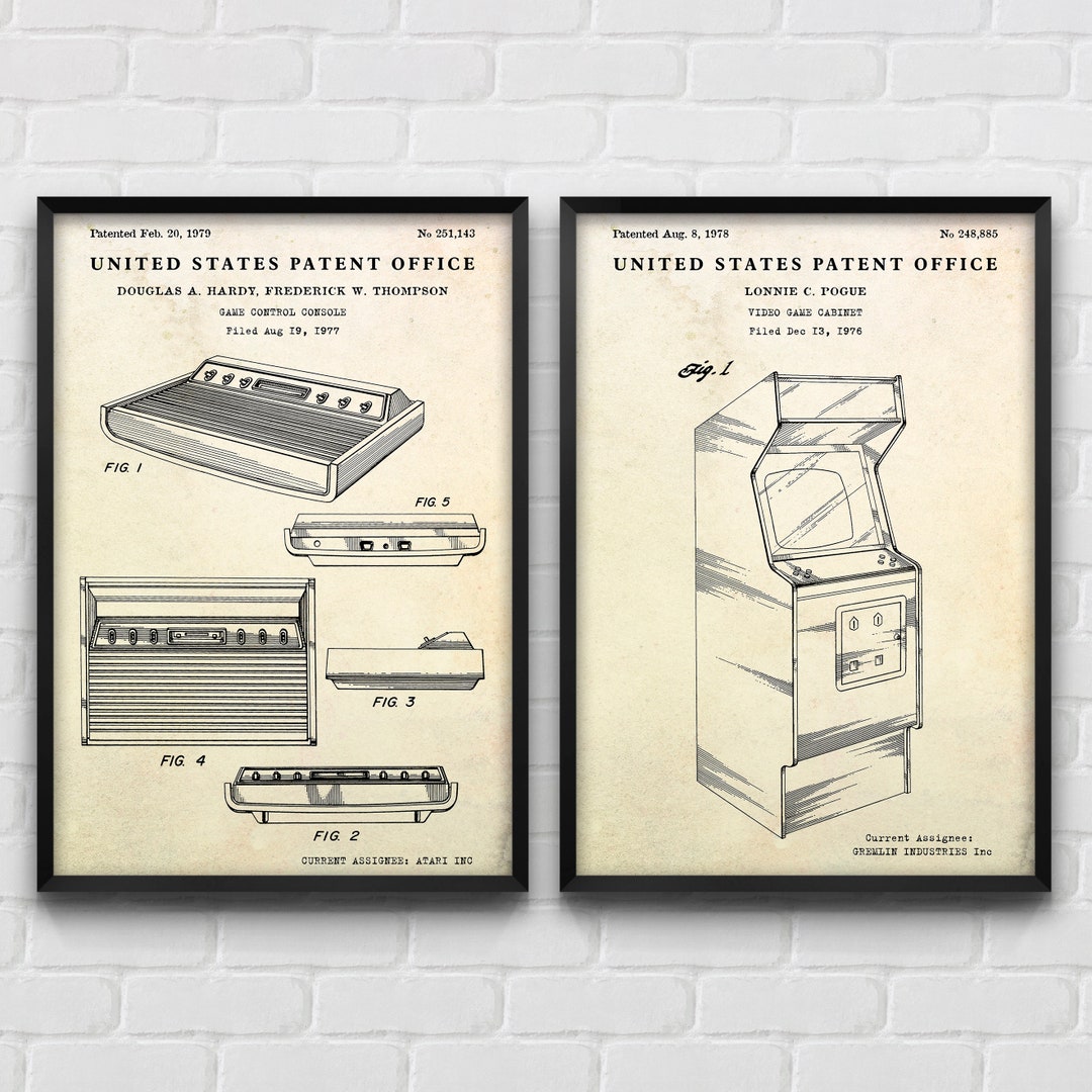 2600 Video Game Console, Arcade Machine Vintage Patent Wall Art. Coin ...