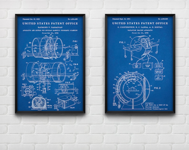 MRI & CT Scan Machine Patent Wall Art, X-ray Diagnostics Inventions ...