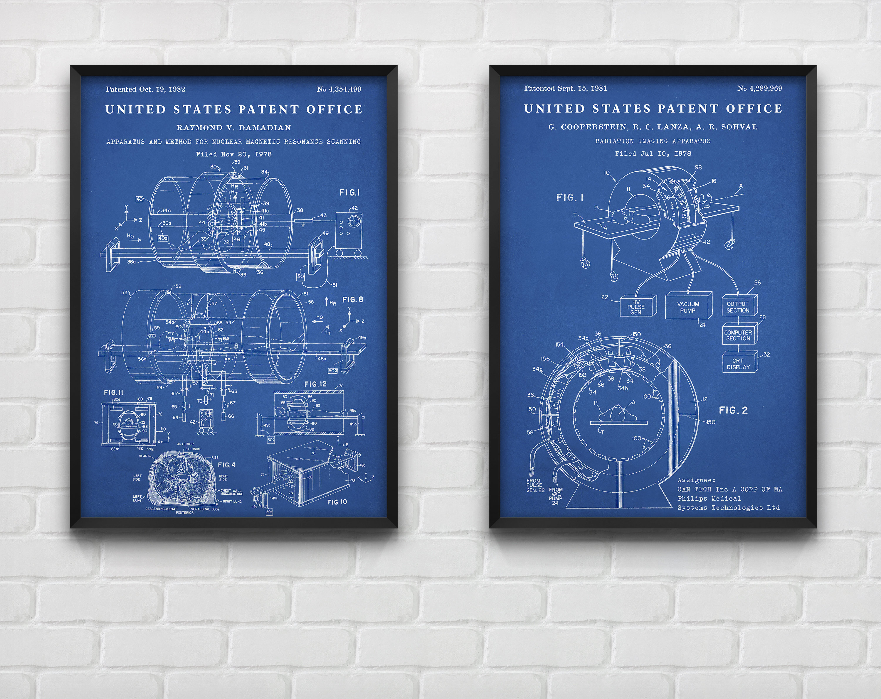 MRI & CT Scan Machine Patent Wall Art, X-ray Diagnostics Inventions ...
