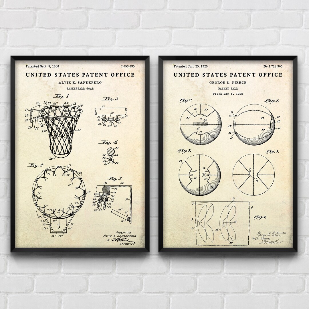 Basketball Patent Wall Art, Ball Games Inventions Blueprint Poster ...