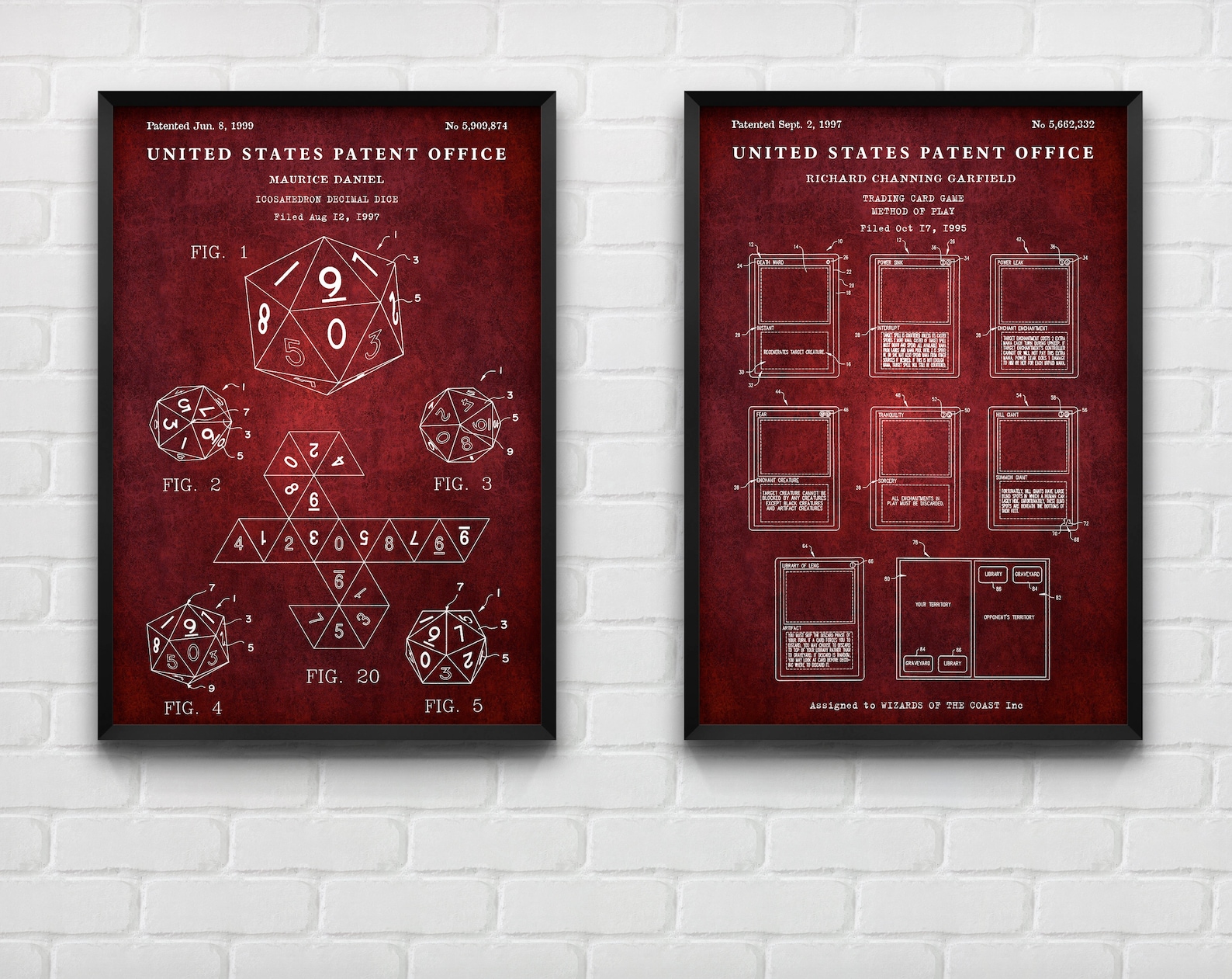 MTG Wall Art: 20 Sided Dice & Trading Card Game Patent Posters, Magic ...