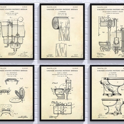 Toilet Wall Art Bathroom Decor Vintage Patent Posters WC - Etsy