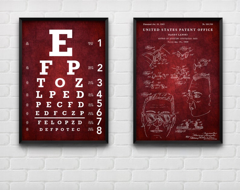 Eye Chart Poster & Optometry Patent Poster Optician Wall Art - Etsy