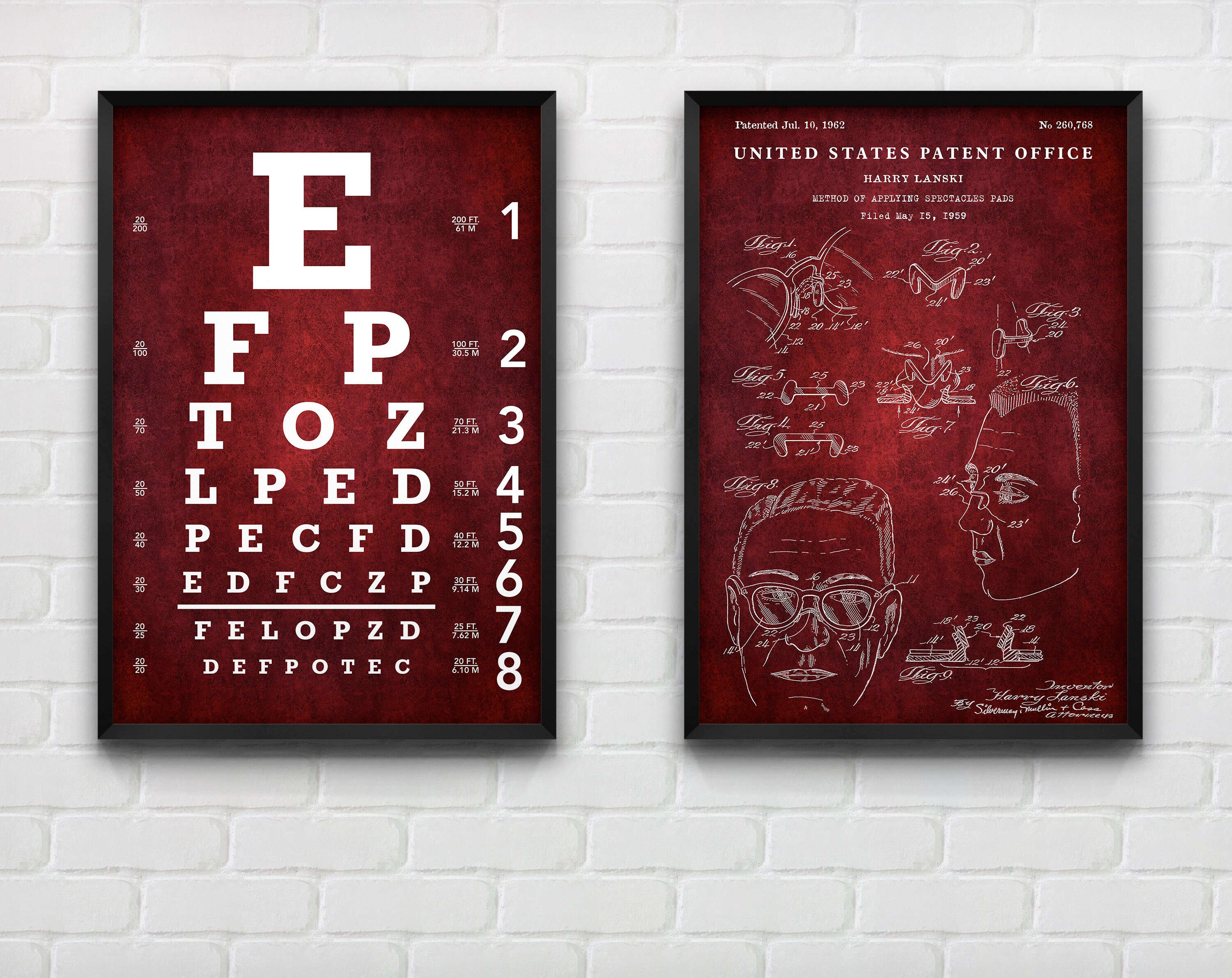 Eye Chart Poster & Optometry Patent Poster, Optician Wall Art ...