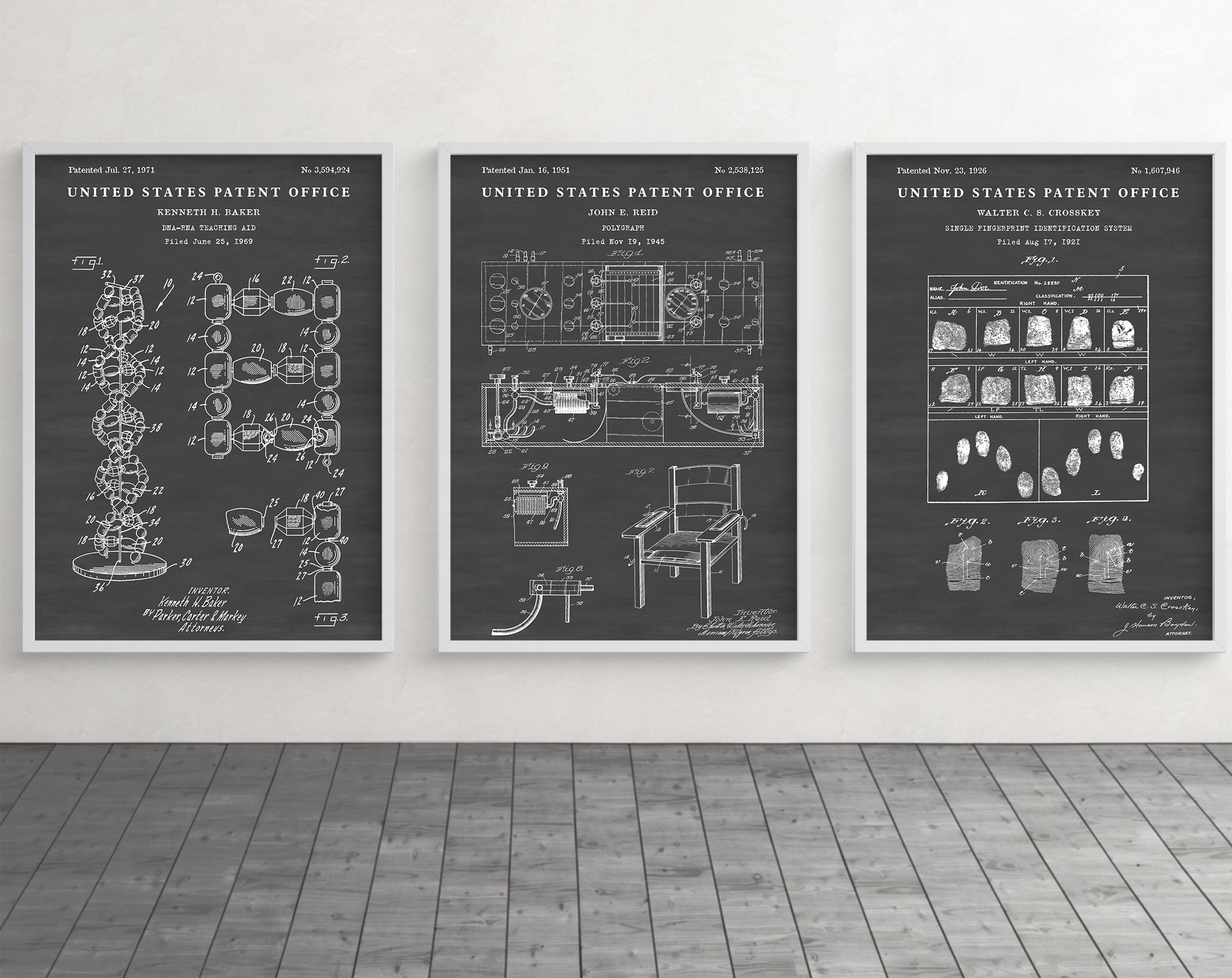 Forensics Decor: DNA RNA, Polygraph & Fingerprints Patent Posters ...