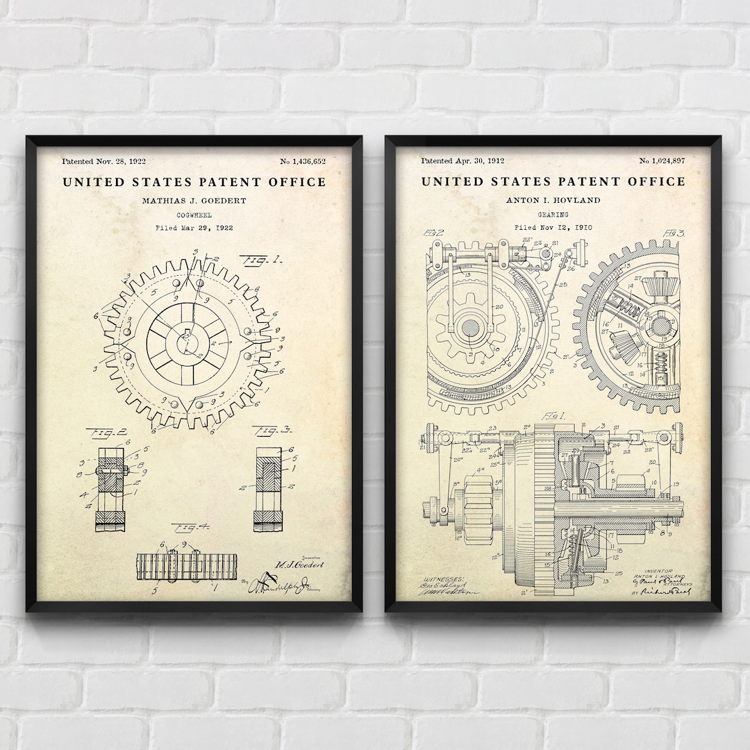 Gear Wall Art: Cogwheel & Gearing Patent Posters, Gears Blueprint ...