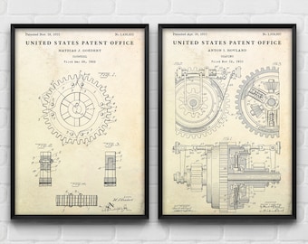 Gears Blueprint Poster, Gears Patent Wall Art Minimalistic, Gift Decor ...