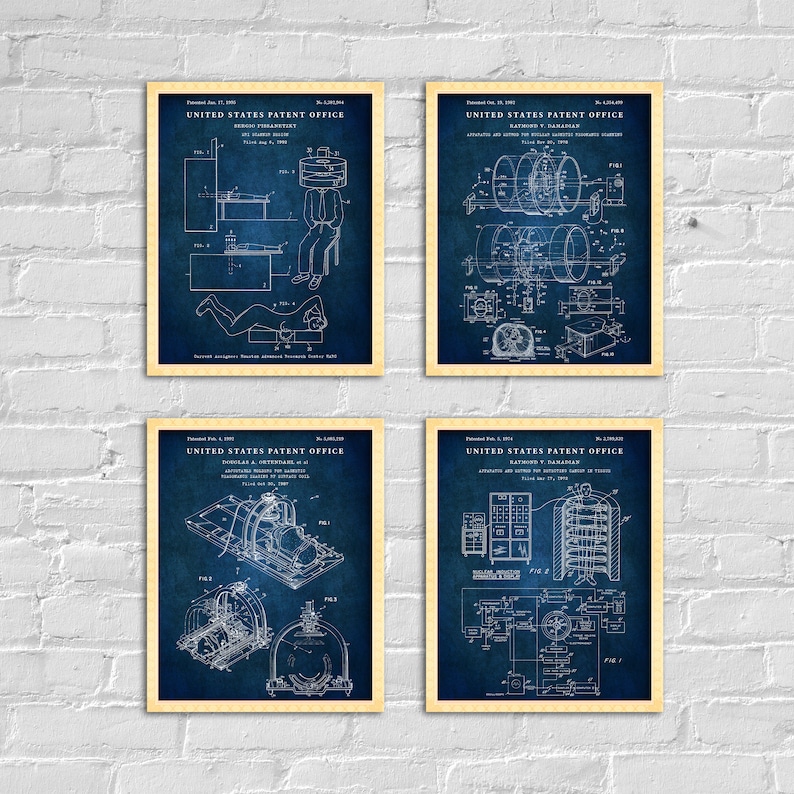 MRI Machine Patent Wall Art: Medical Research Inventions, Magnetic ...