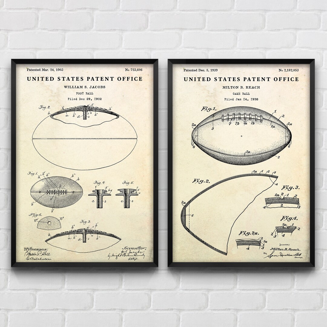 American Football Ball Patent Art, Game Ball Inventions Blueprint ...