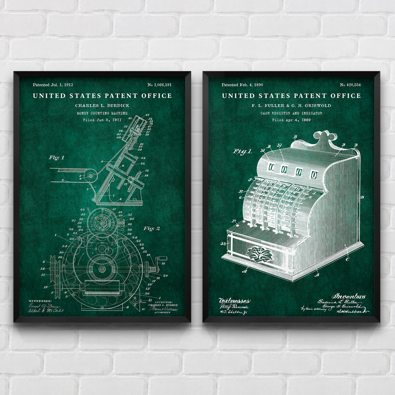 Cash Counting Machine & Cash Register Patent Posters, Retailer Gift ...