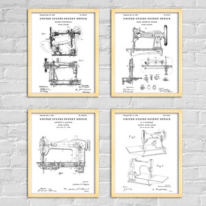 Sewing Machine Evolution Patent Wall Art, Inventions Blueprint Poster ...
