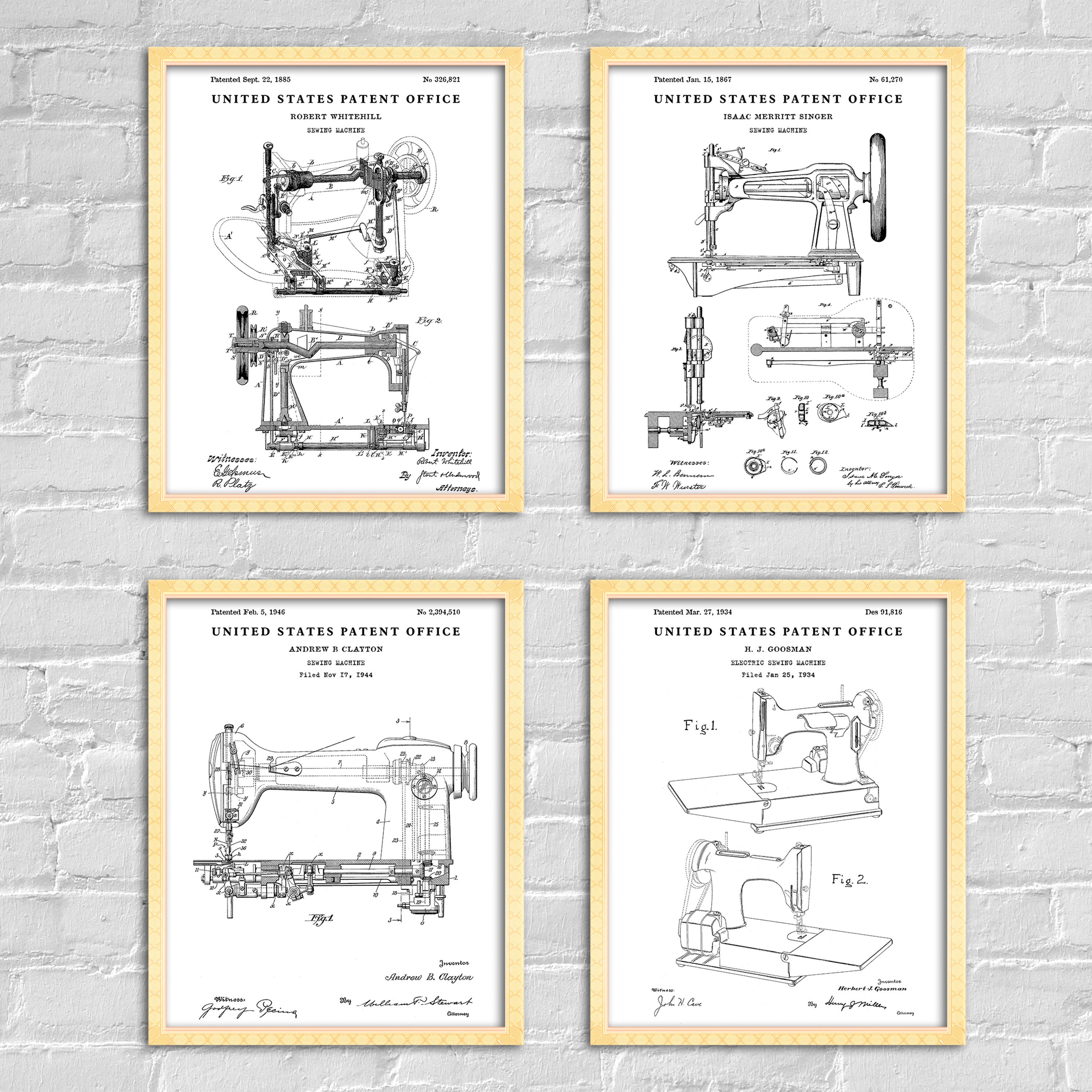 Sewing Machine Evolution Patent Wall Art Inventions Blueprint - Etsy