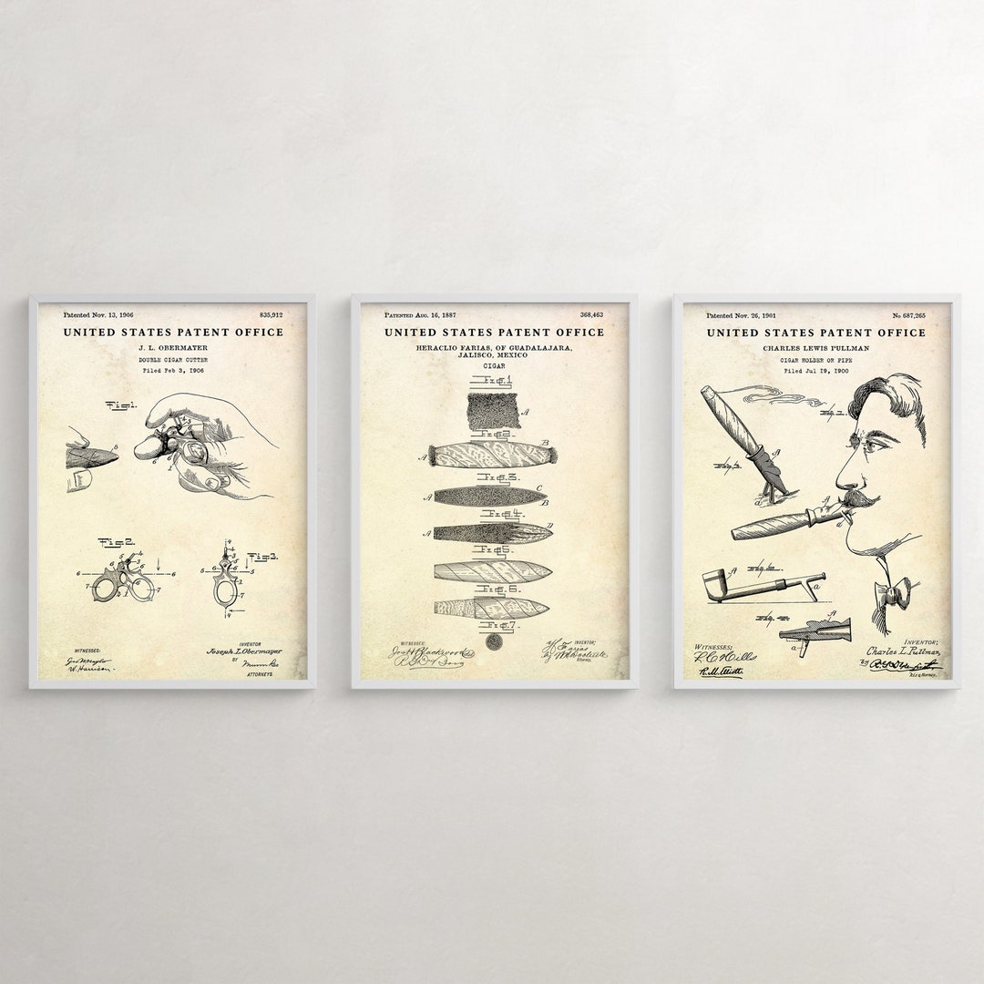 Smoking Room Decor: Cigar Patent Art Inventions Blueprint - Etsy