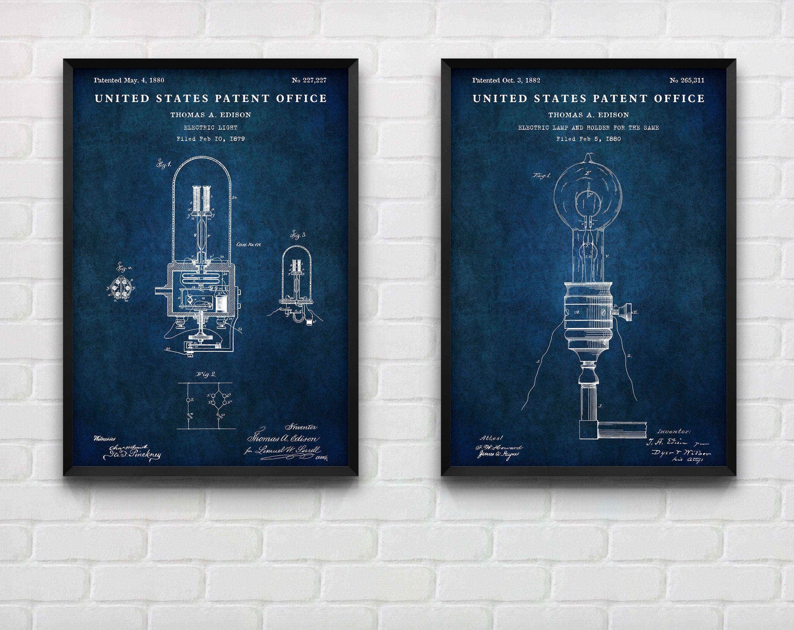 First Incandescent Light Bulb Patent Posters, Filament Lamp Inventions ...