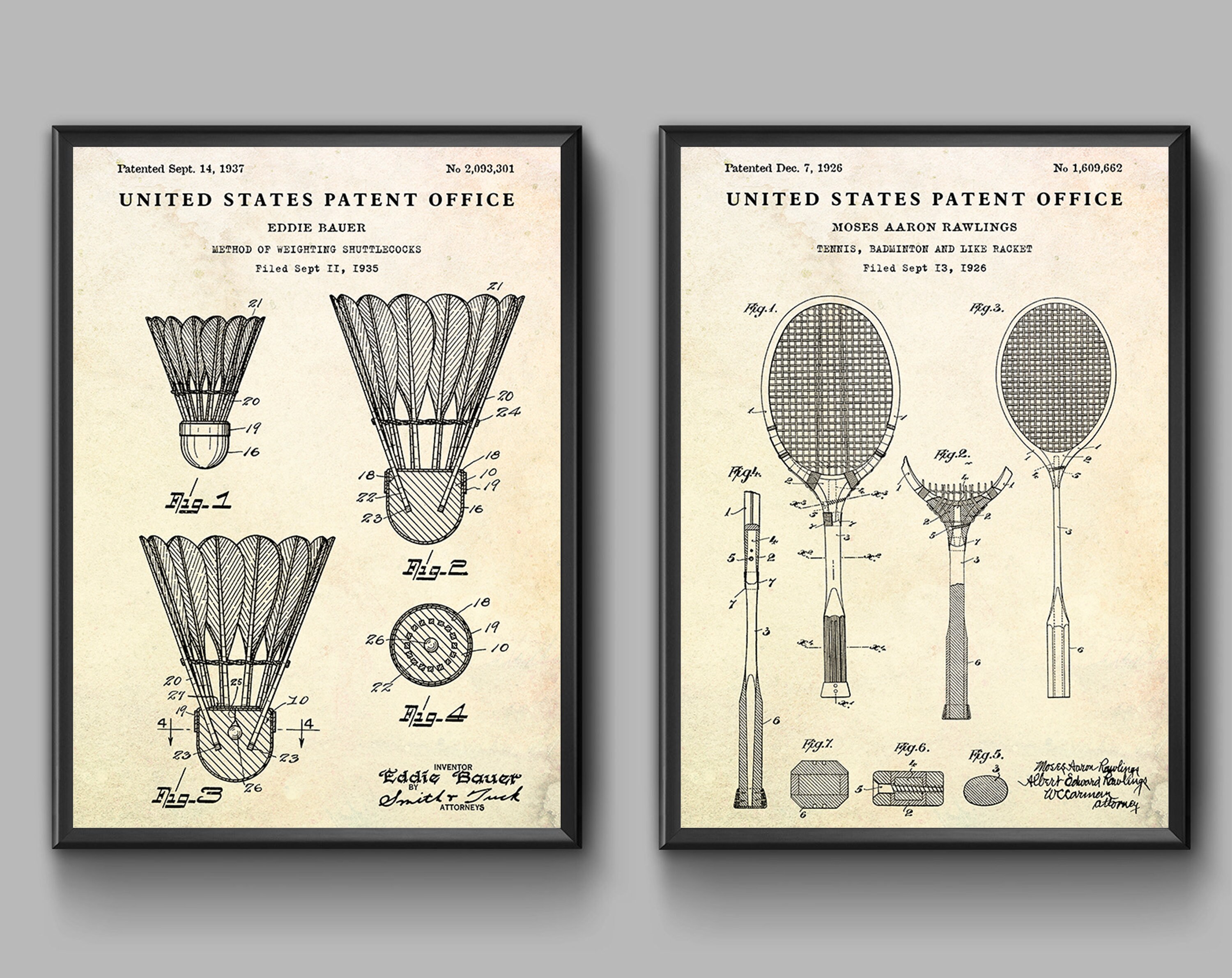 Badminton Wall Art: Shuttlecock & Badminton Racket Patent Art - Etsy