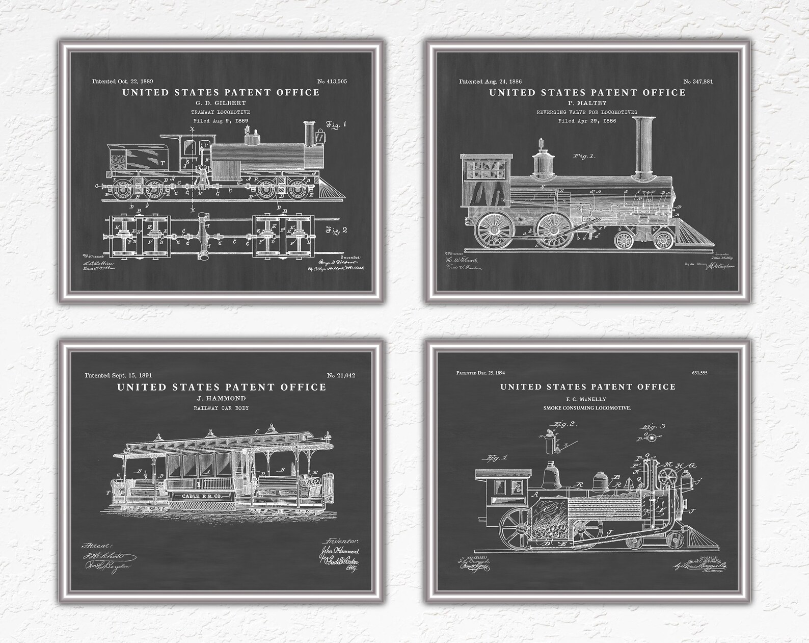 Steam Locomotive Patent Wall Art, Railroad Inventions, Railway ...