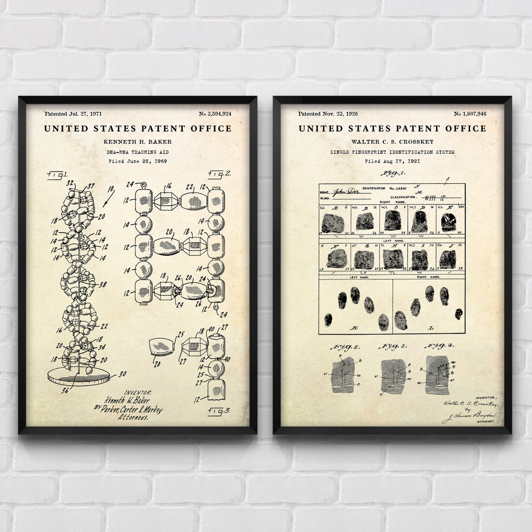 Forensic Science Wall Art: DNA RNA & Fingerprints Patent Print, Police ...