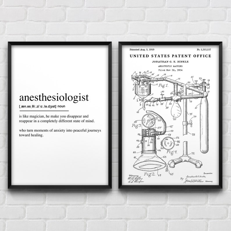 Anesthesiologist Definition & Anesthesia Machine Patent Wall Art ...