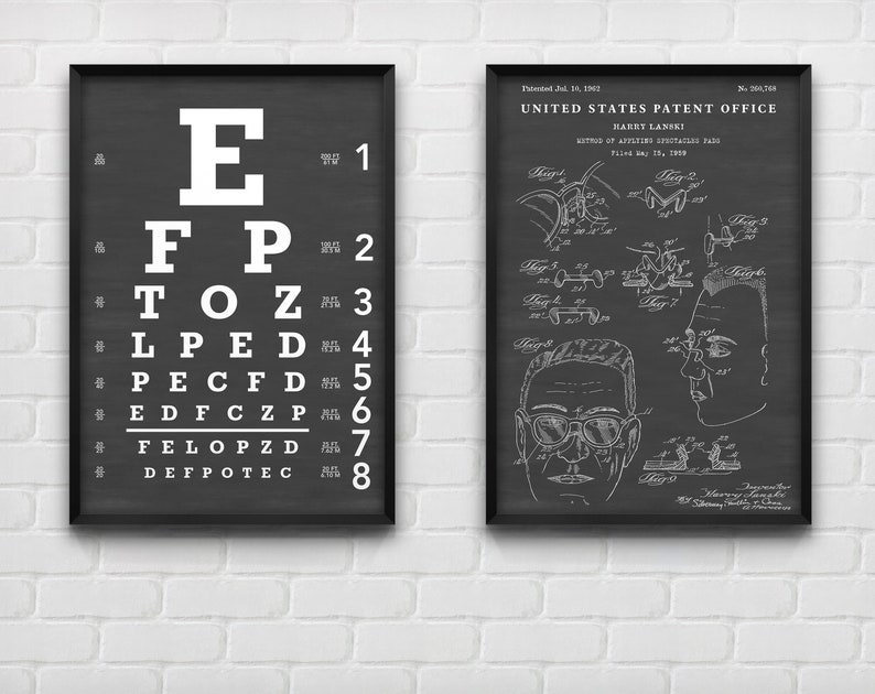 Eye Chart Poster & Optometry Patent Poster, Optician Wall Art ...