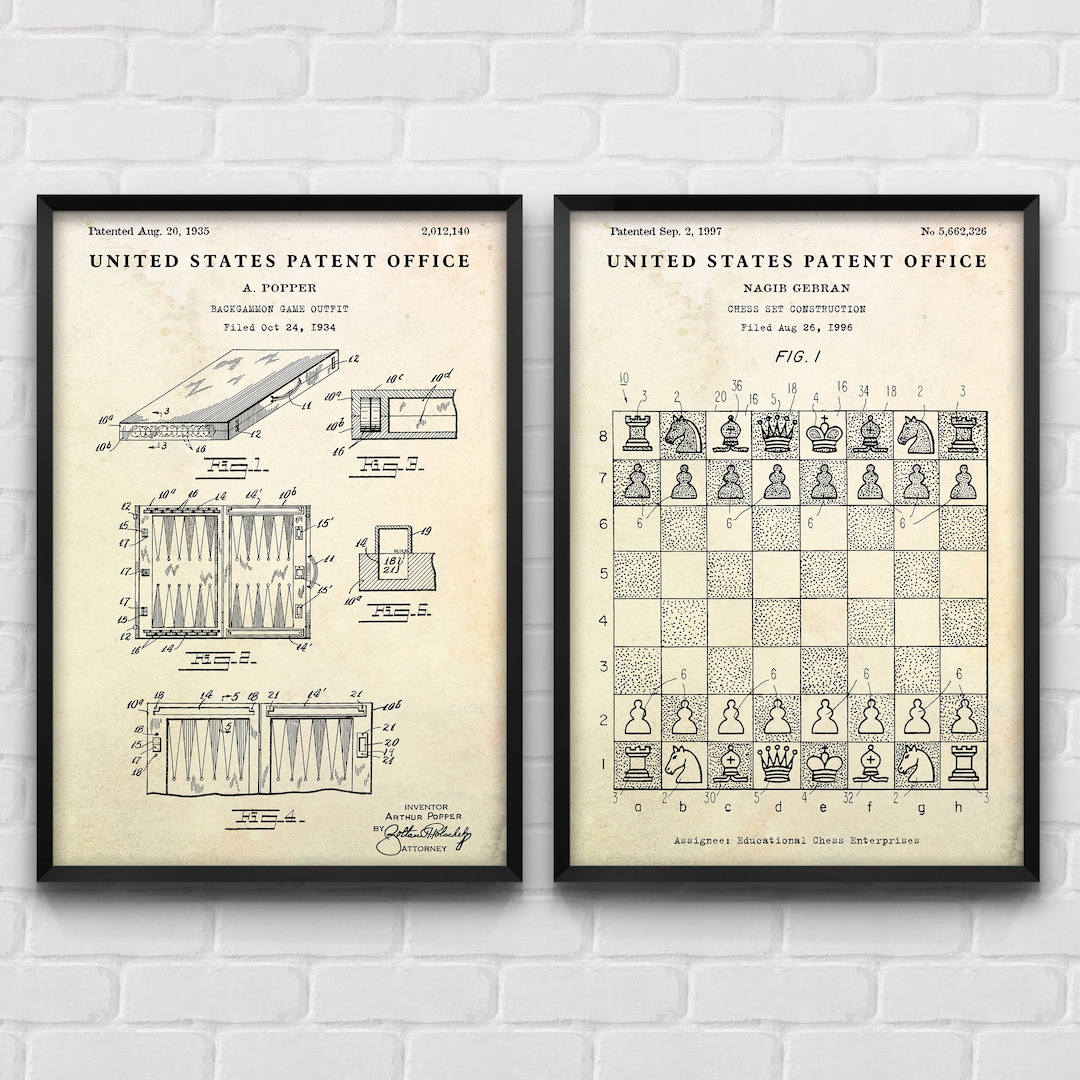 Backgammon & Chess Patent Wall Art, Board Game Inventions, Game Night ...