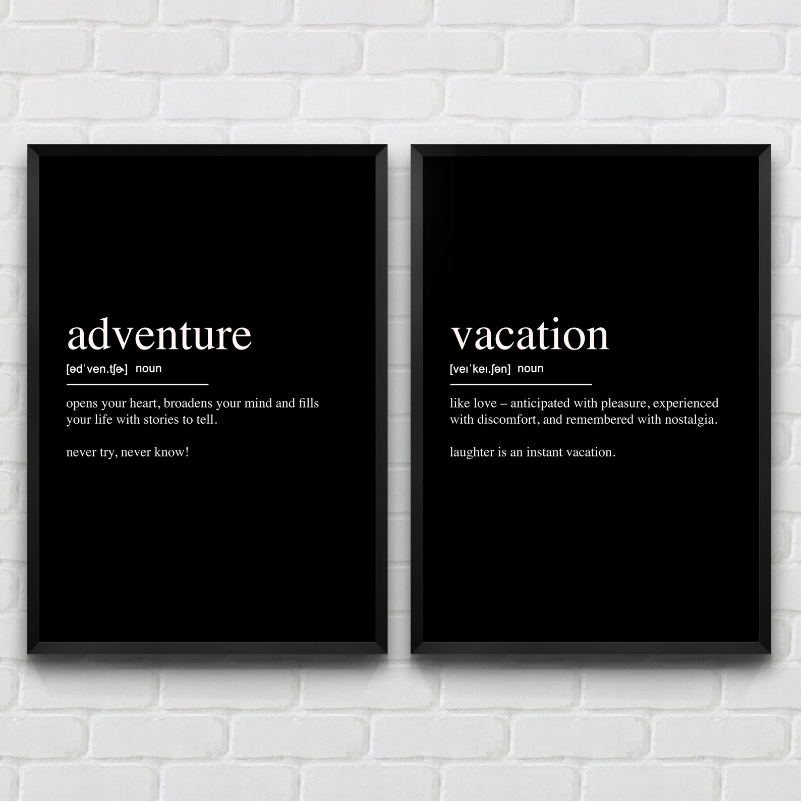 Adventure & Vacation Definition Wall Art, Inspirational Quotes Poster ...