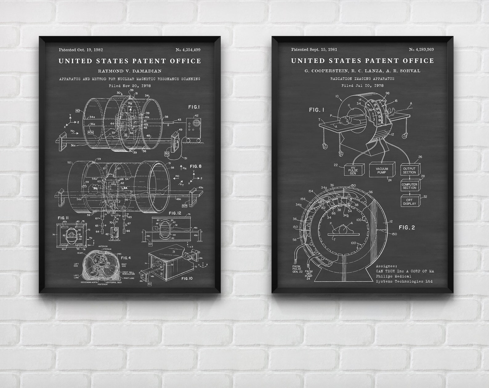 MRI & CT Scan Machine Patent Wall Art, X-ray Diagnostics Inventions ...