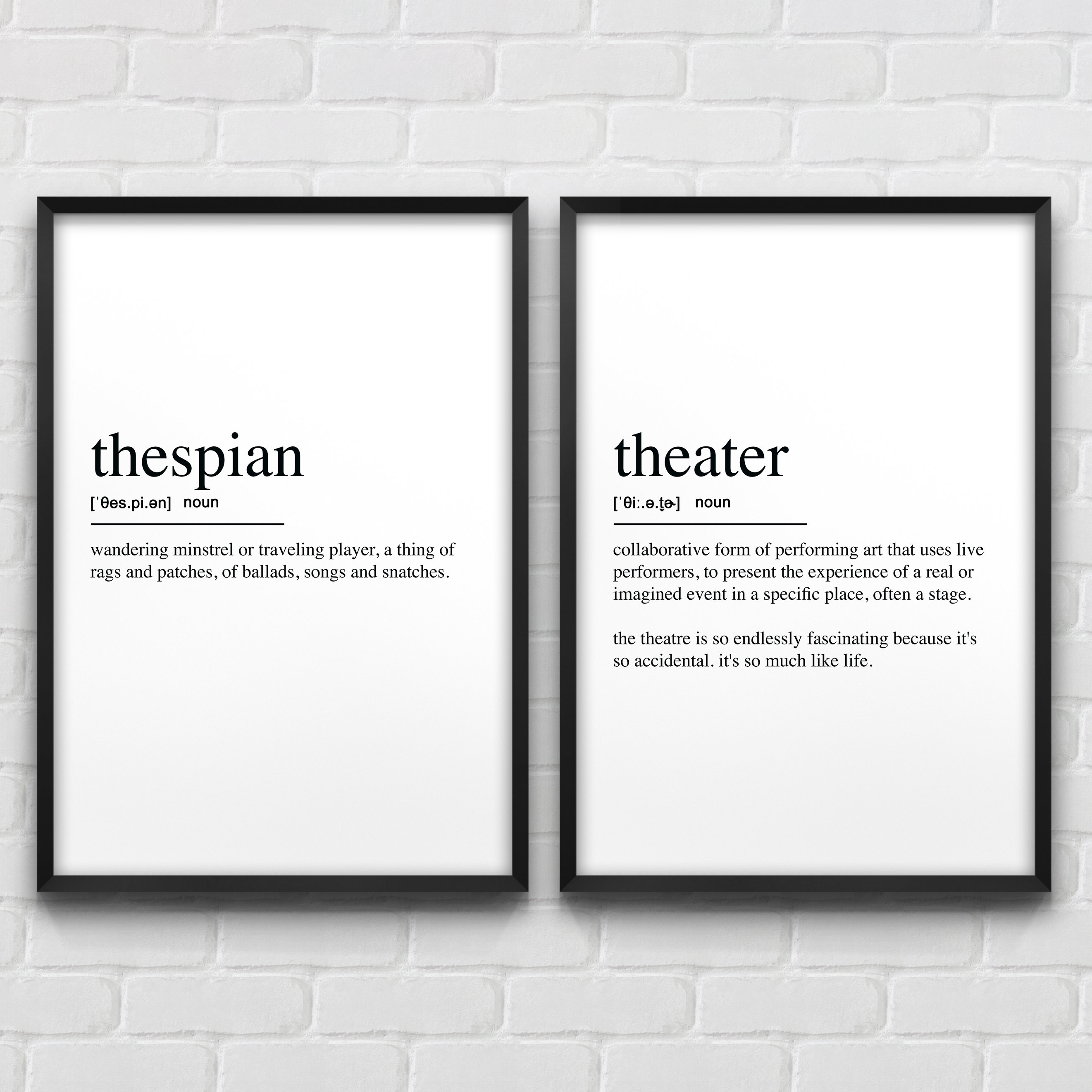 Theater & Thespian Definition Wall Art Theatrical Romantic - Etsy