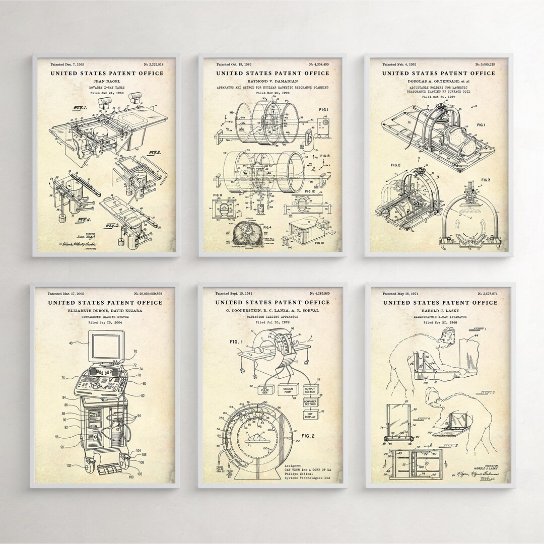 Medical Diagnostic Imaging Patent Wall Art, MRI, Ultrasound, CT Scan, X ...