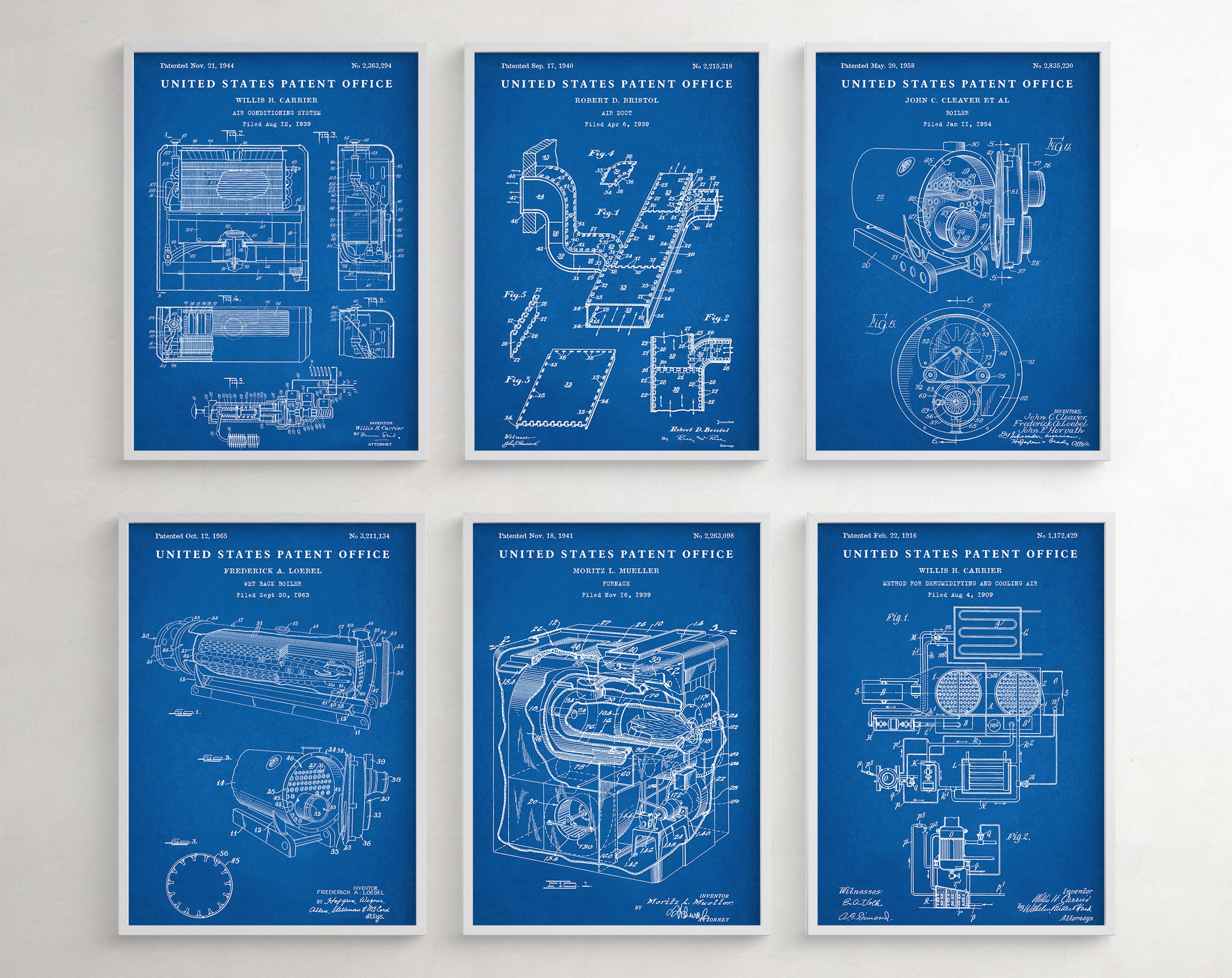 Air Conditioning, Boiler, HVAC Patent Wall Art, Heating and Cooling ...