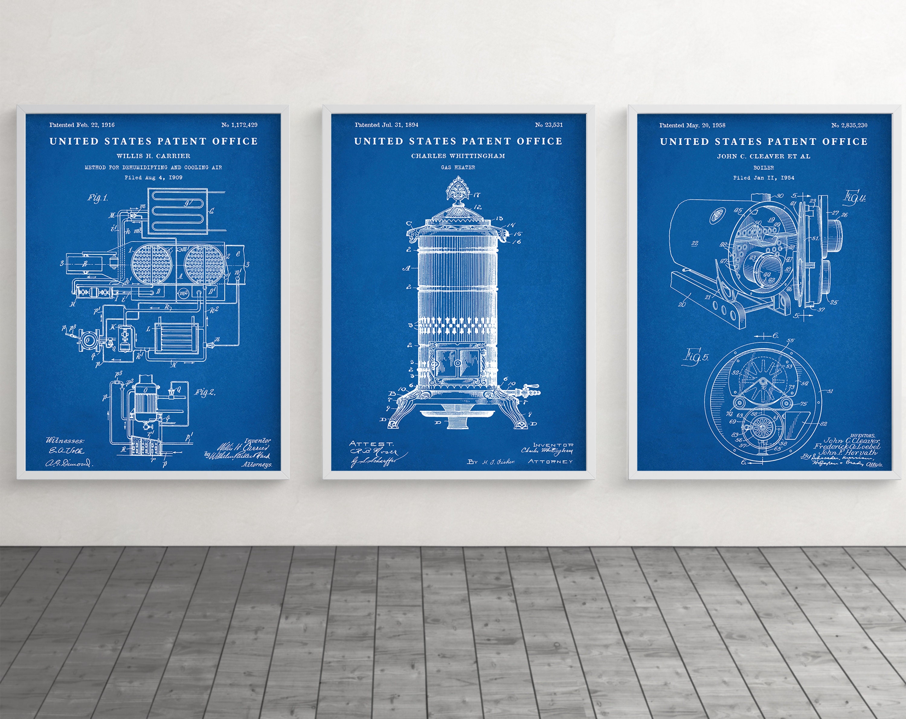 HVAC Tech Gift: Air Conditioner, Gas Heater & Boiler Patent Poster ...