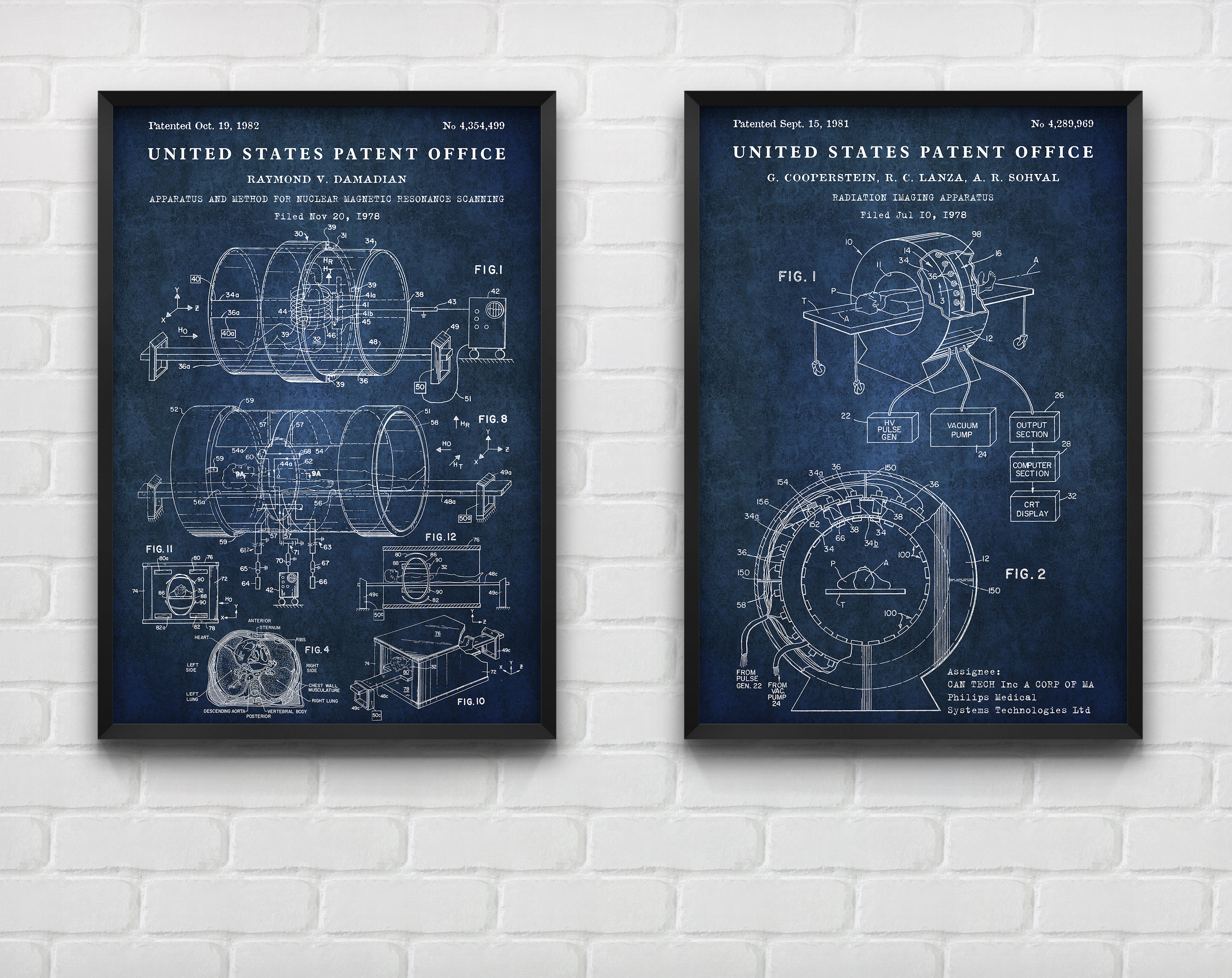 MRI & CT Scan Machine Patent Wall Art, X-ray Diagnostics Inventions ...