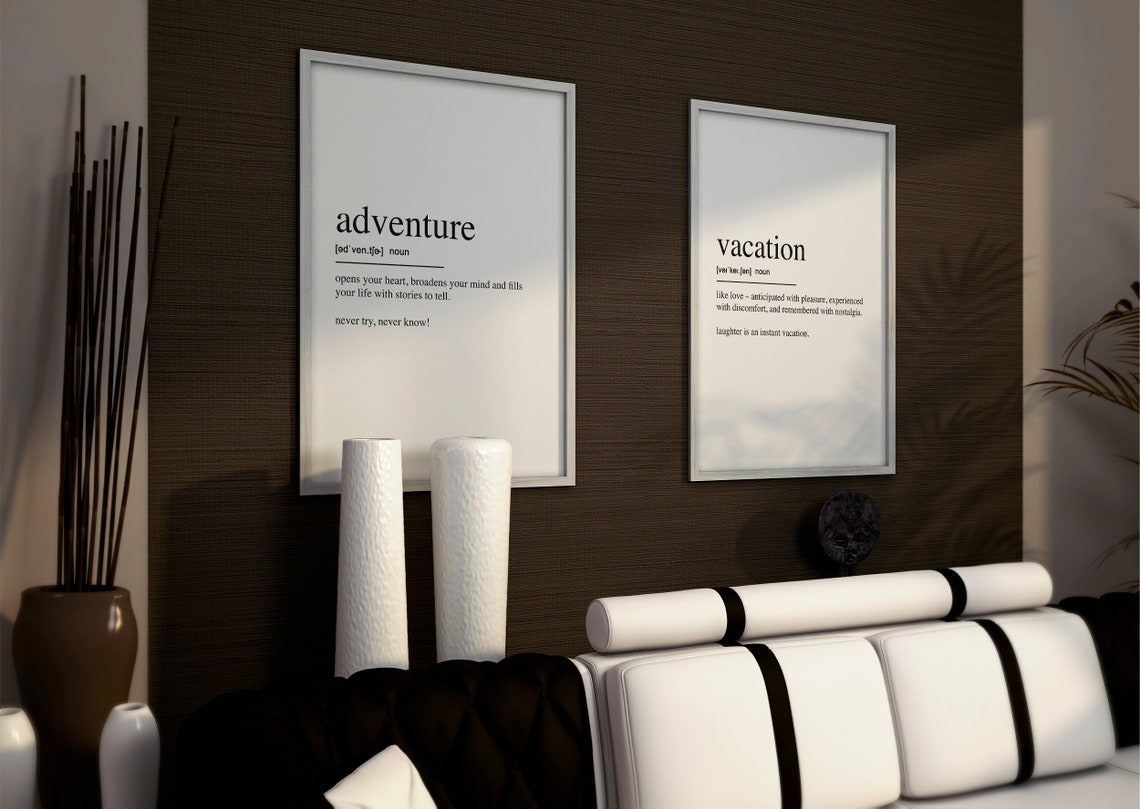 Adventure & Vacation Definition Wall Art, Inspirational Quotes Poster ...