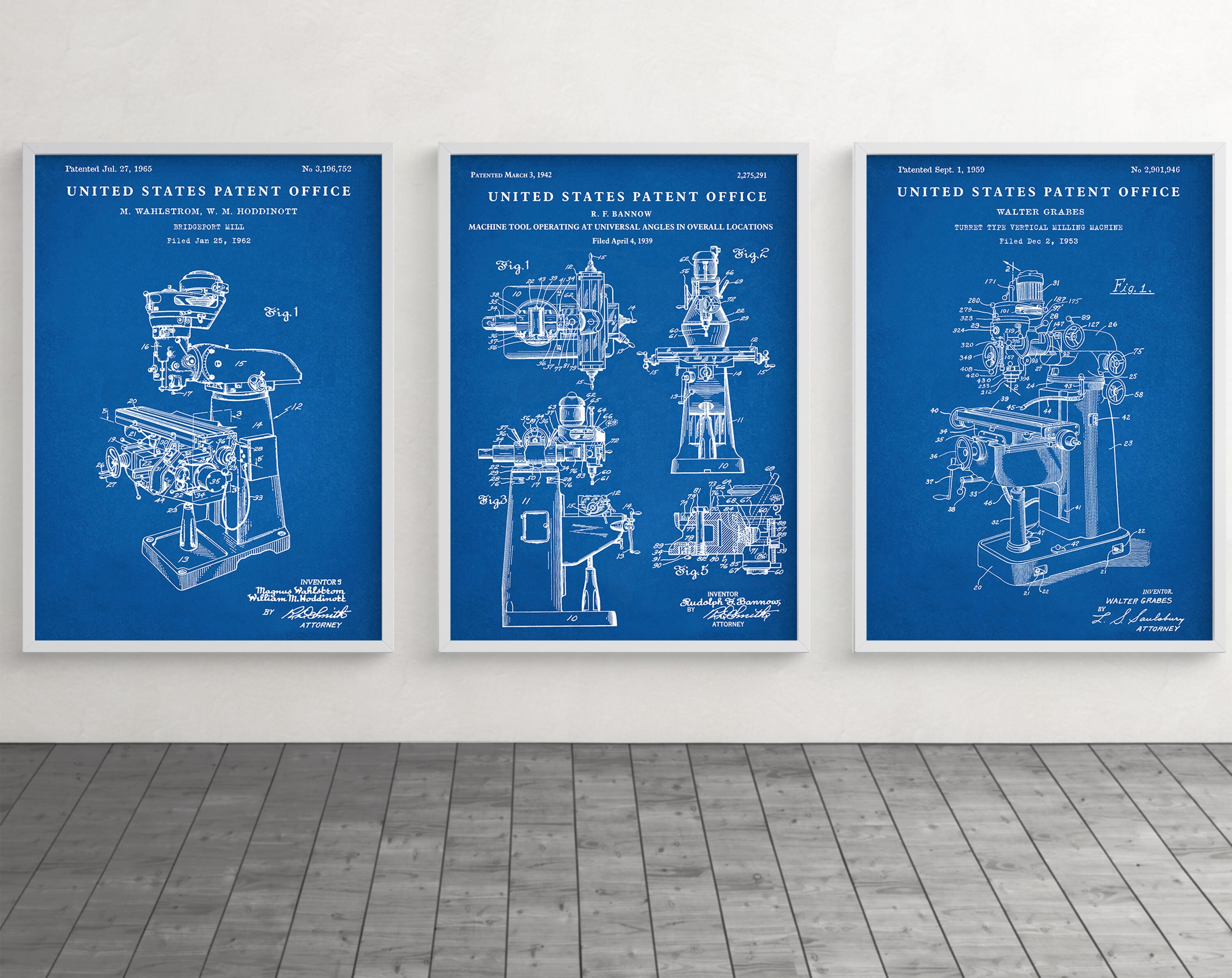 Milling Machine Patent Wall Art, Metal Workshop, Man Cave Decor ...