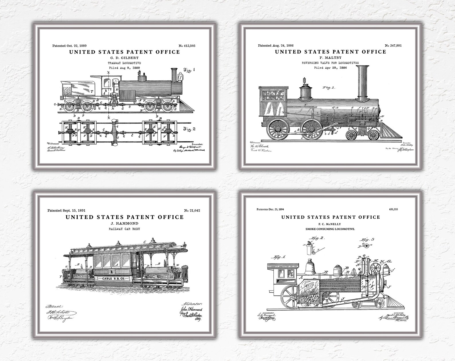 Steam Locomotive Patent Wall Art, Railroad Inventions, Railway ...