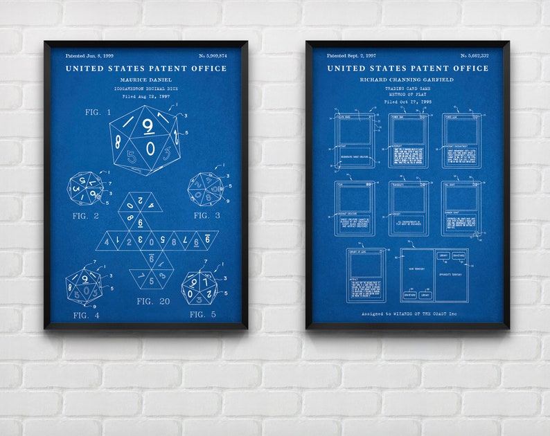 MTG Wall Art: 20 Sided Dice & Trading Card Game Patent Posters, Magic ...