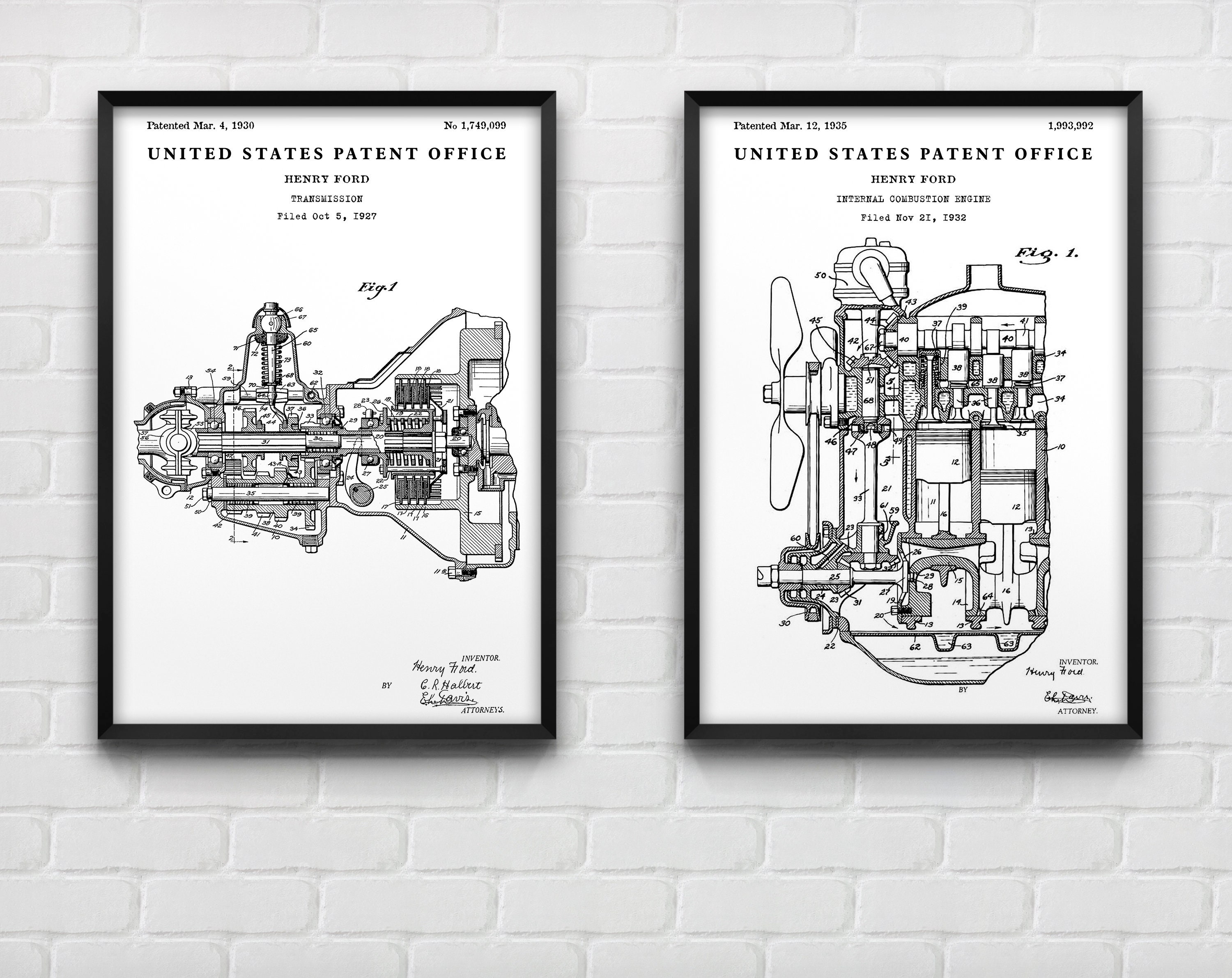 Internal Combustion Engine & Transmission Patent Wall Art, Inventions ...