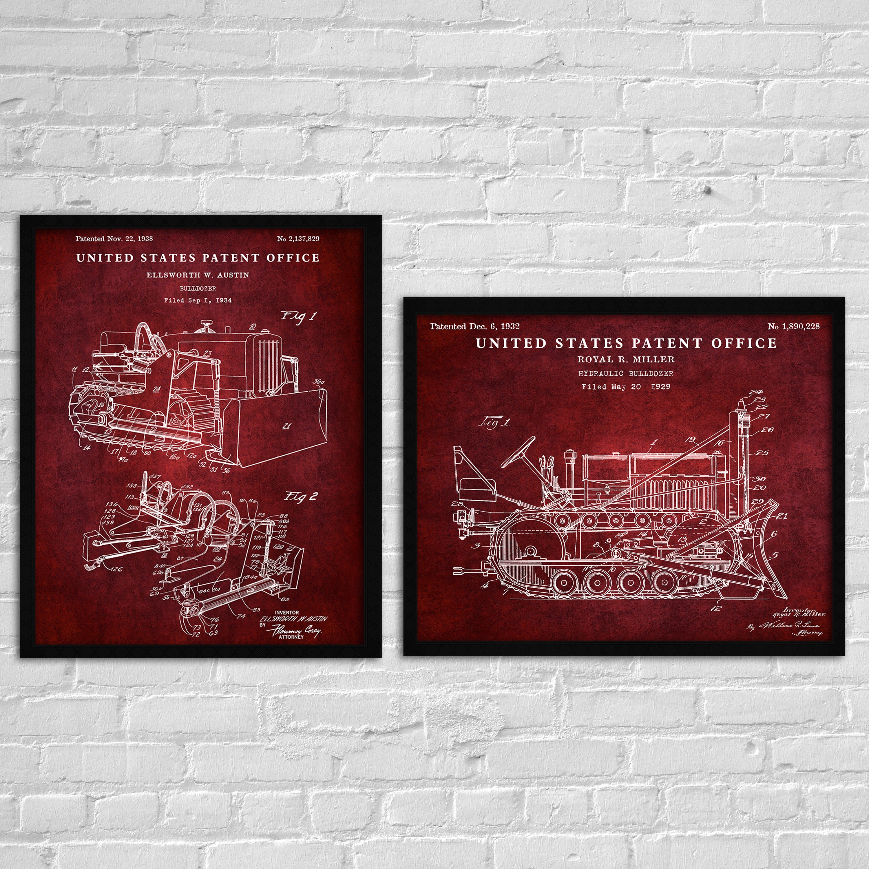 Construction Wall Art: Bulldozer Design Patent Posters, Heavy Equipment ...