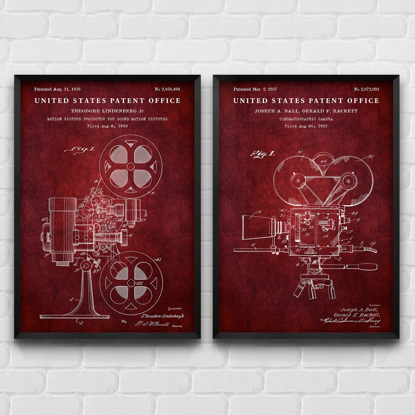Movie Camera & Film Projector Patent Wall Art, Cinematography Invention ...