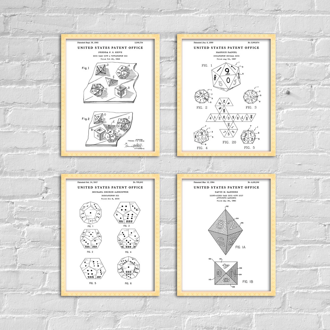 Dnd Dice Wall Decor, RPG Die Patent Art, Dungeon and Dragons Board Game ...