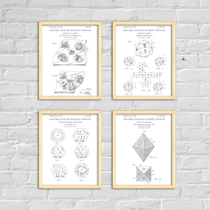 Dnd Dice Wall Decor, RPG Die Patent Art, Dungeon and Dragons Board Game ...