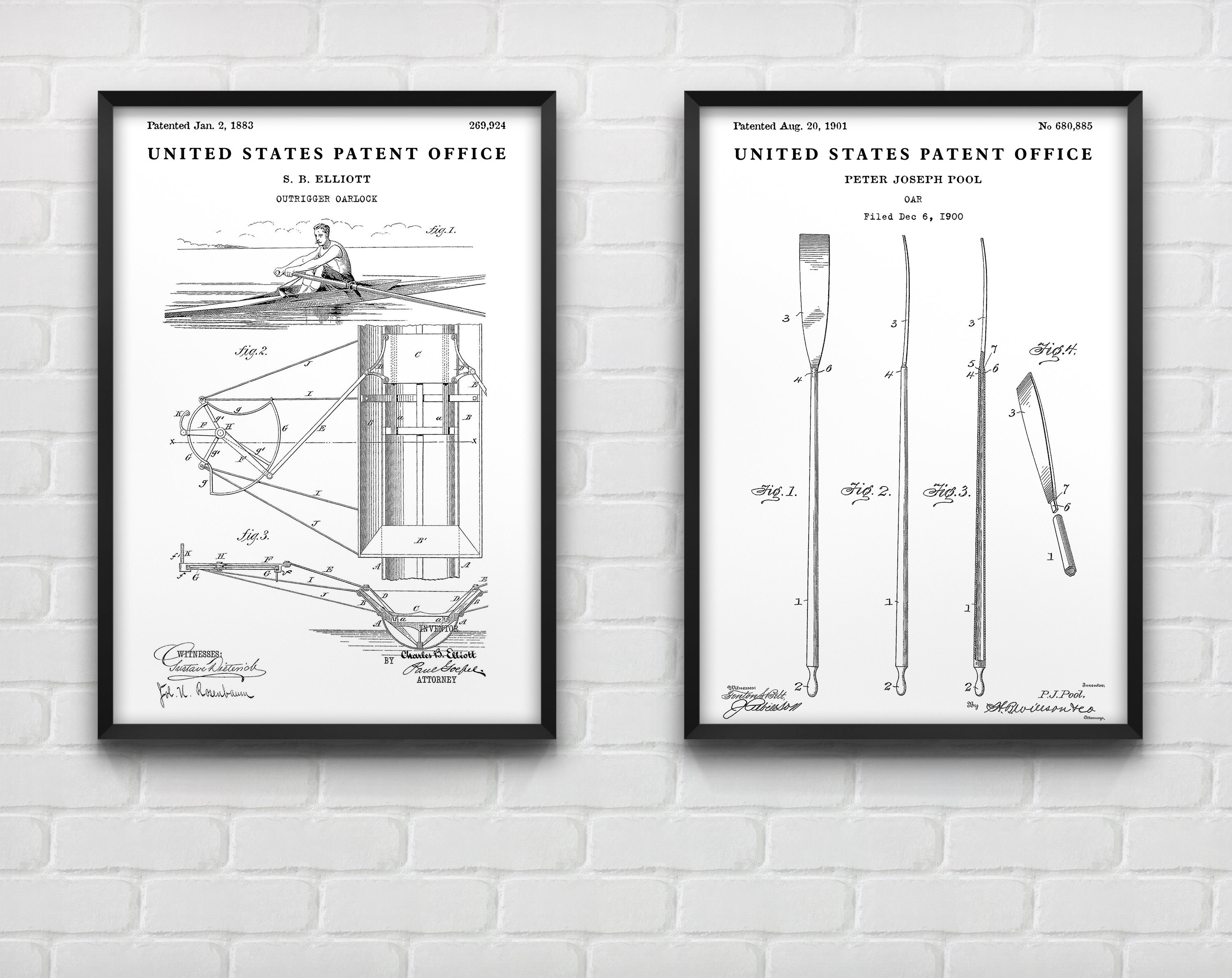 Outrigger Oarlock & Oar Patent Art, Rowboat Inventions, Paddle ...