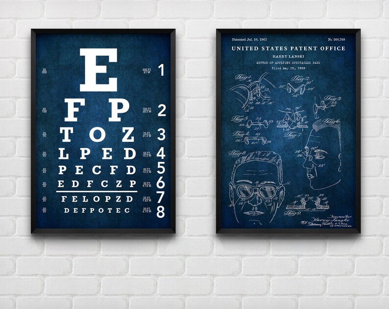 Eye Chart Poster & Optometry Patent Poster, Optician Wall Art ...