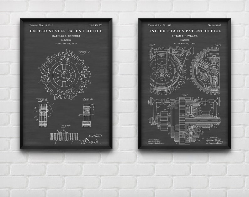 Gear Wall Art: Cogwheel & Gearing Patent Posters, Gears Blueprint ...