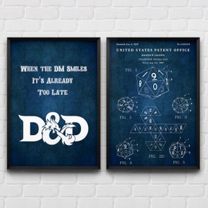 When the DM Smiles It's Already Too Late, Dnd Dice Patent Poster ...
