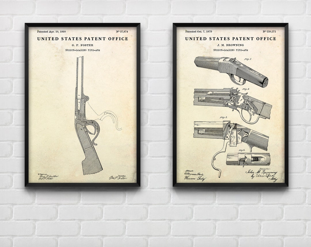 Rifle Wall Art: Breech Loading Firearm Patent Posters, Inventions ...
