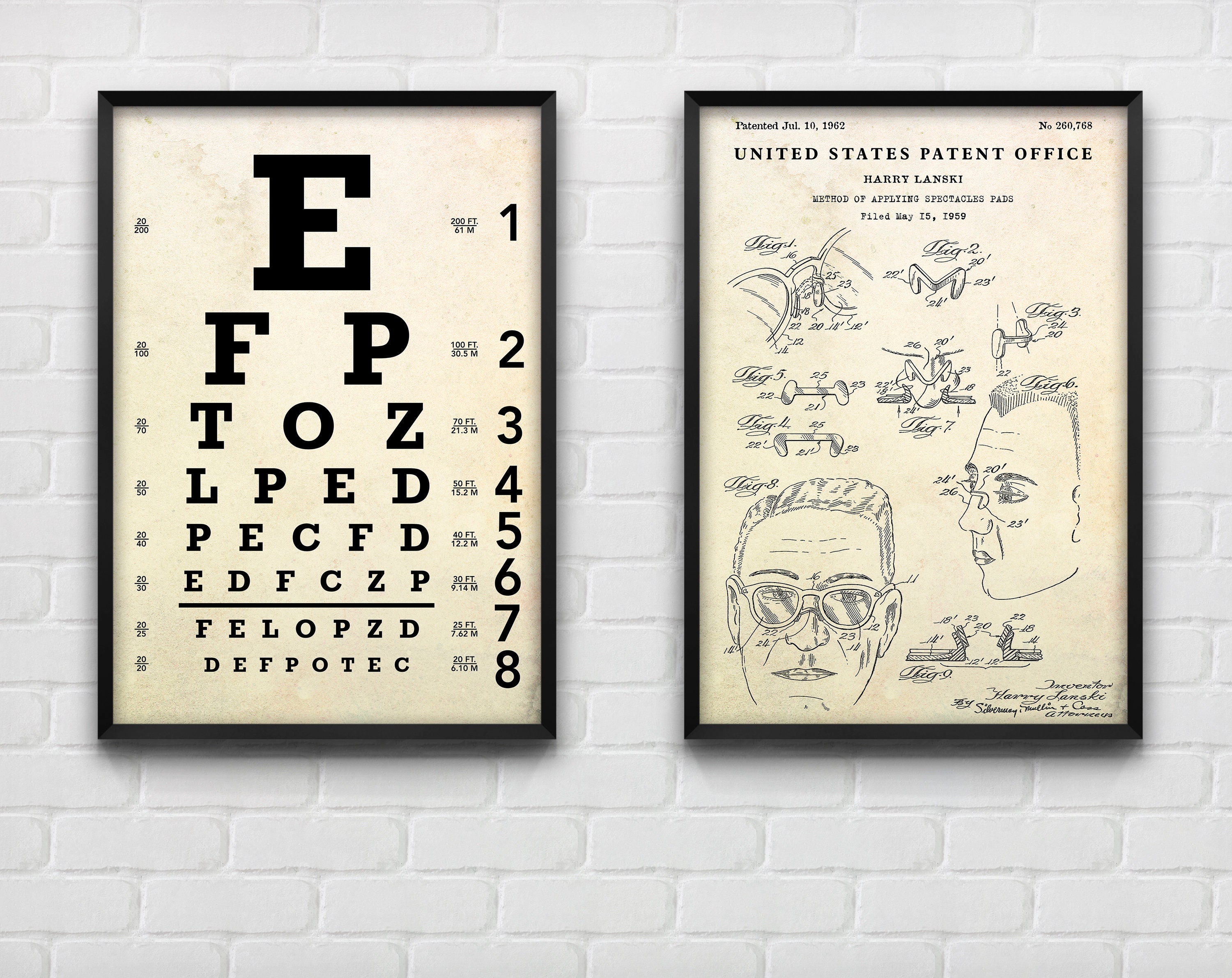Eye Chart Poster & Optometry Patent Poster, Optician Wall Art ...