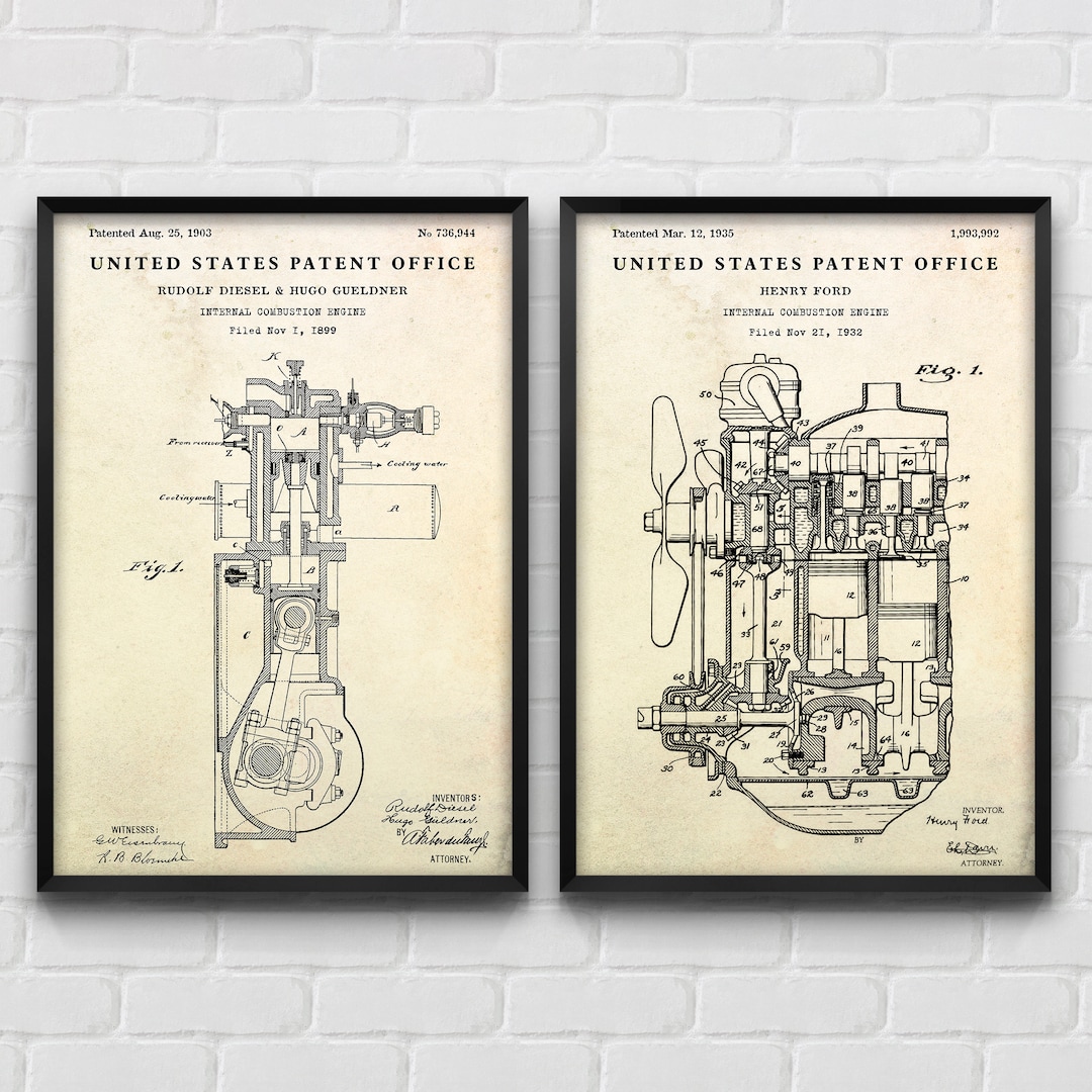 Engineering Wall Art, Internal Combustion Engine Patent Art Print ...