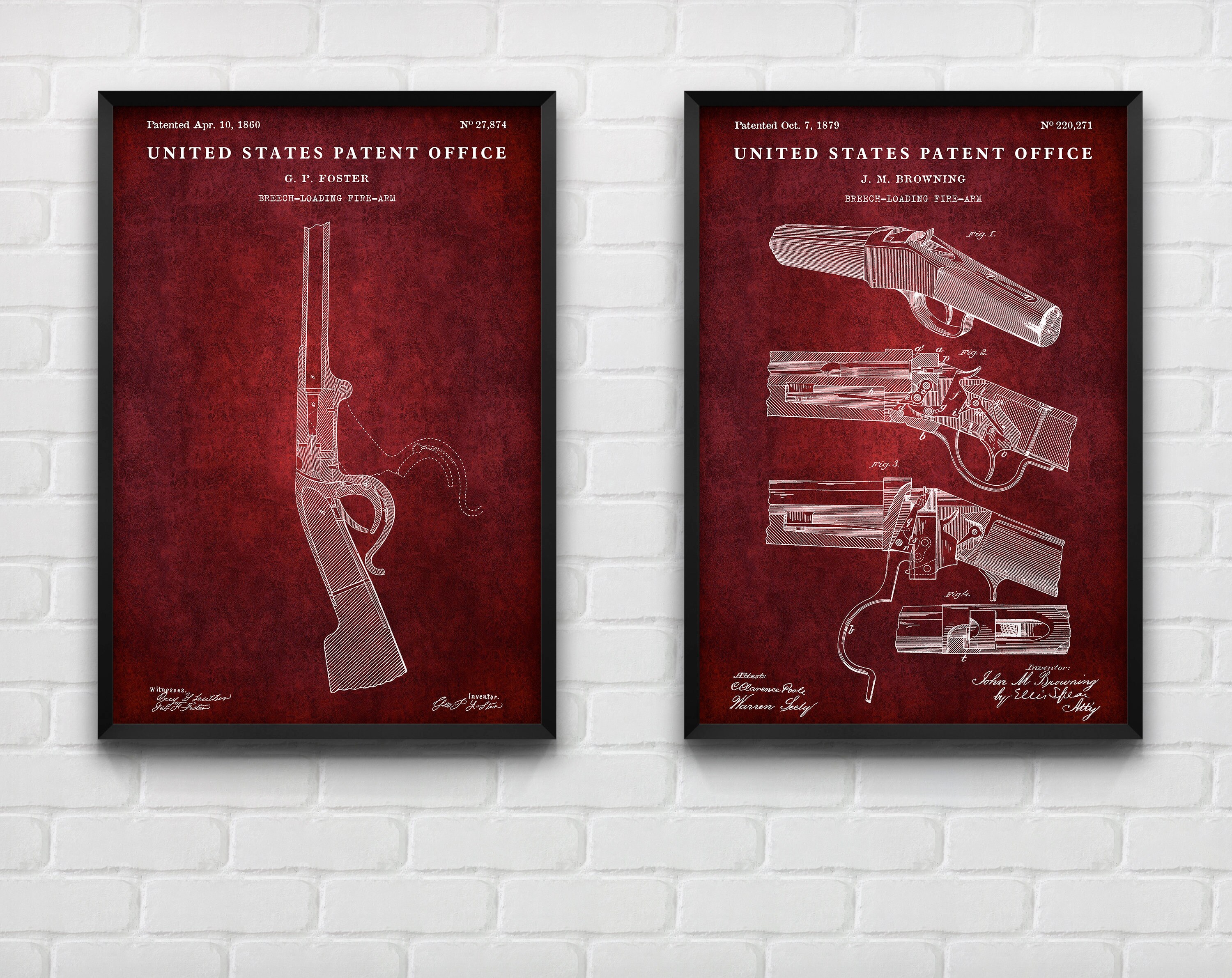 Rifle Wall Art: Breech Loading Firearm Patent Posters, Inventions ...