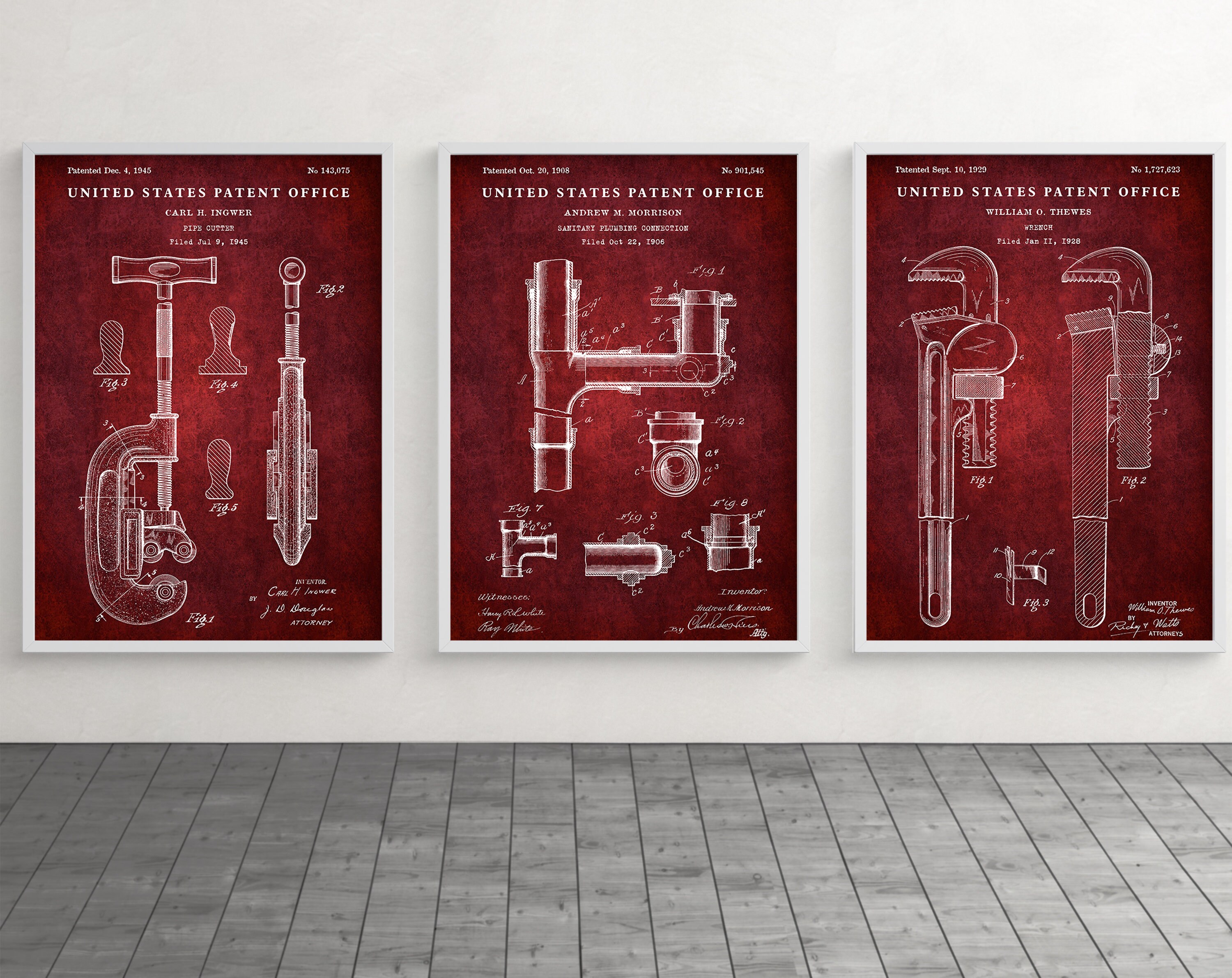 Plumbing Connection Tools Patent Wall Art, Blueprint Poster, Plumber ...