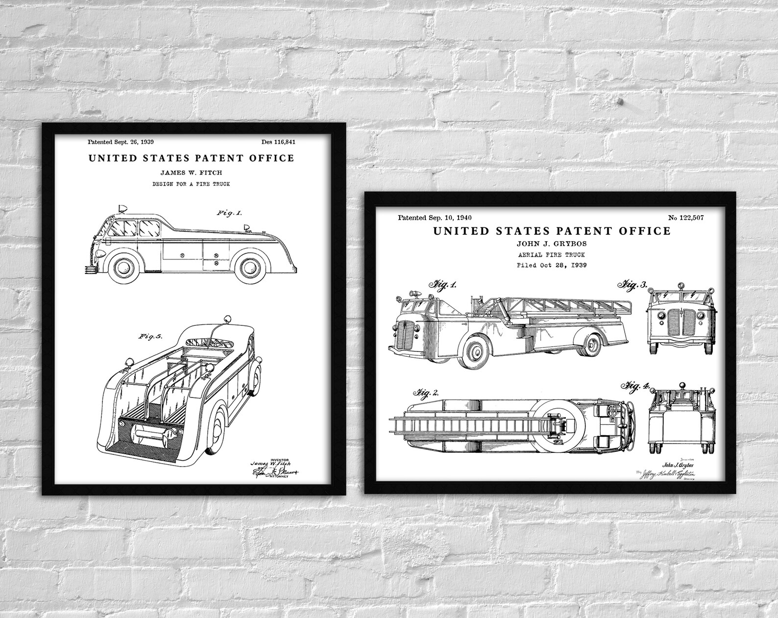 Firetruck Patent Wall Art, Fire Truck Inventions, Firefighter Gift ...